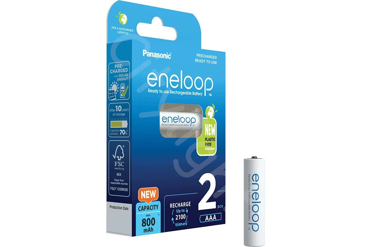 Panasonic аккумуляторы eneloop BK-4MCDE/2BE 800mAh AAA R03 BL2 УТ-00000811