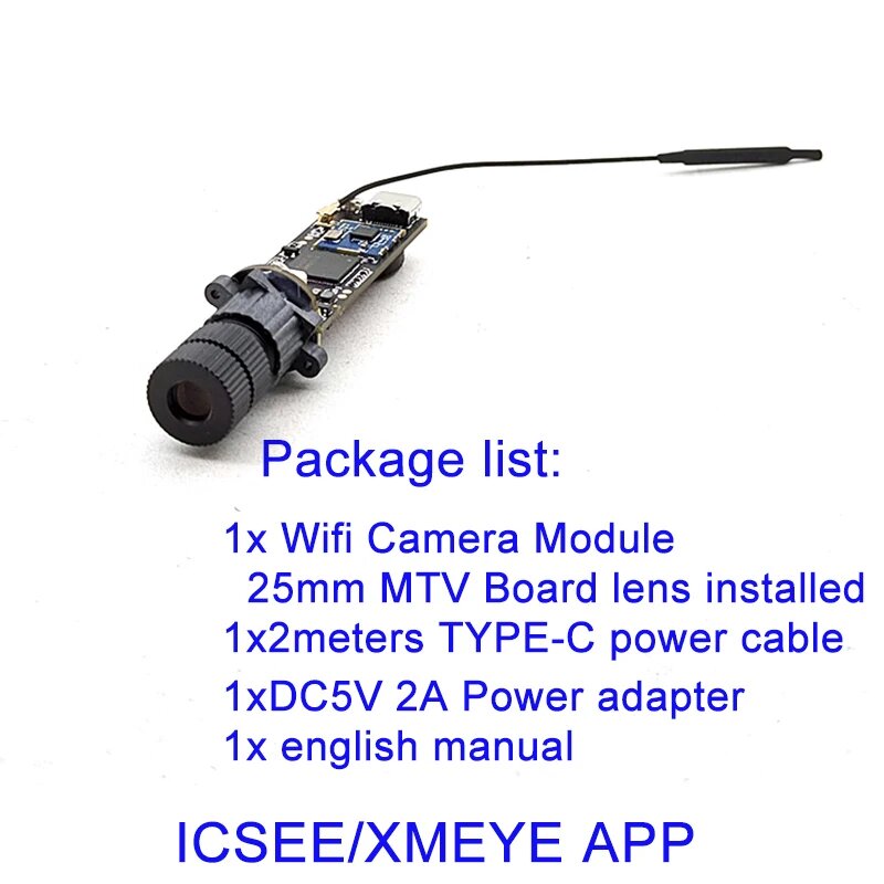 Icsee Xmeye мини WiFi камера 3MP 25mm Board Lens, Вилка стандарта Великобритании