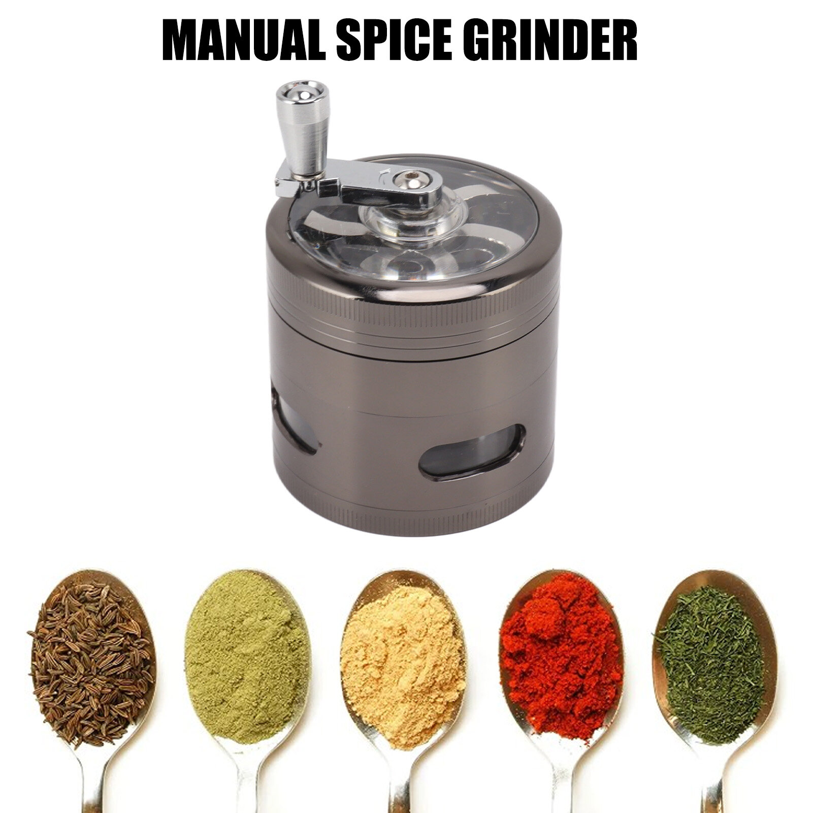 Ручная мельница для специй из цинкового сплава, портативная мельница для трав, шлифовальный станок для порошка для домашнего использования