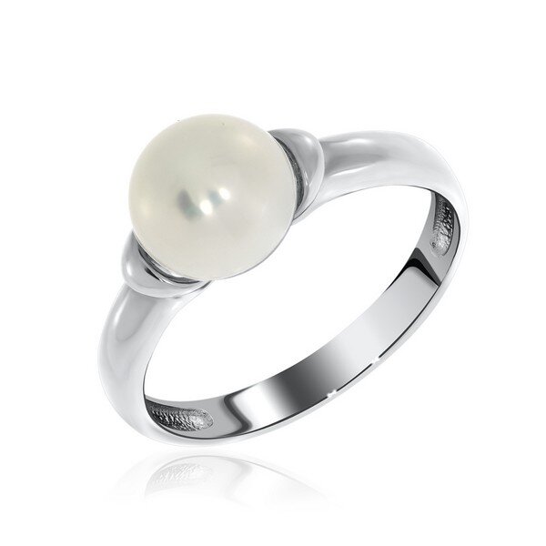 Кольцо, серебро, 925 проба, родирование, жемчуг пресноводный