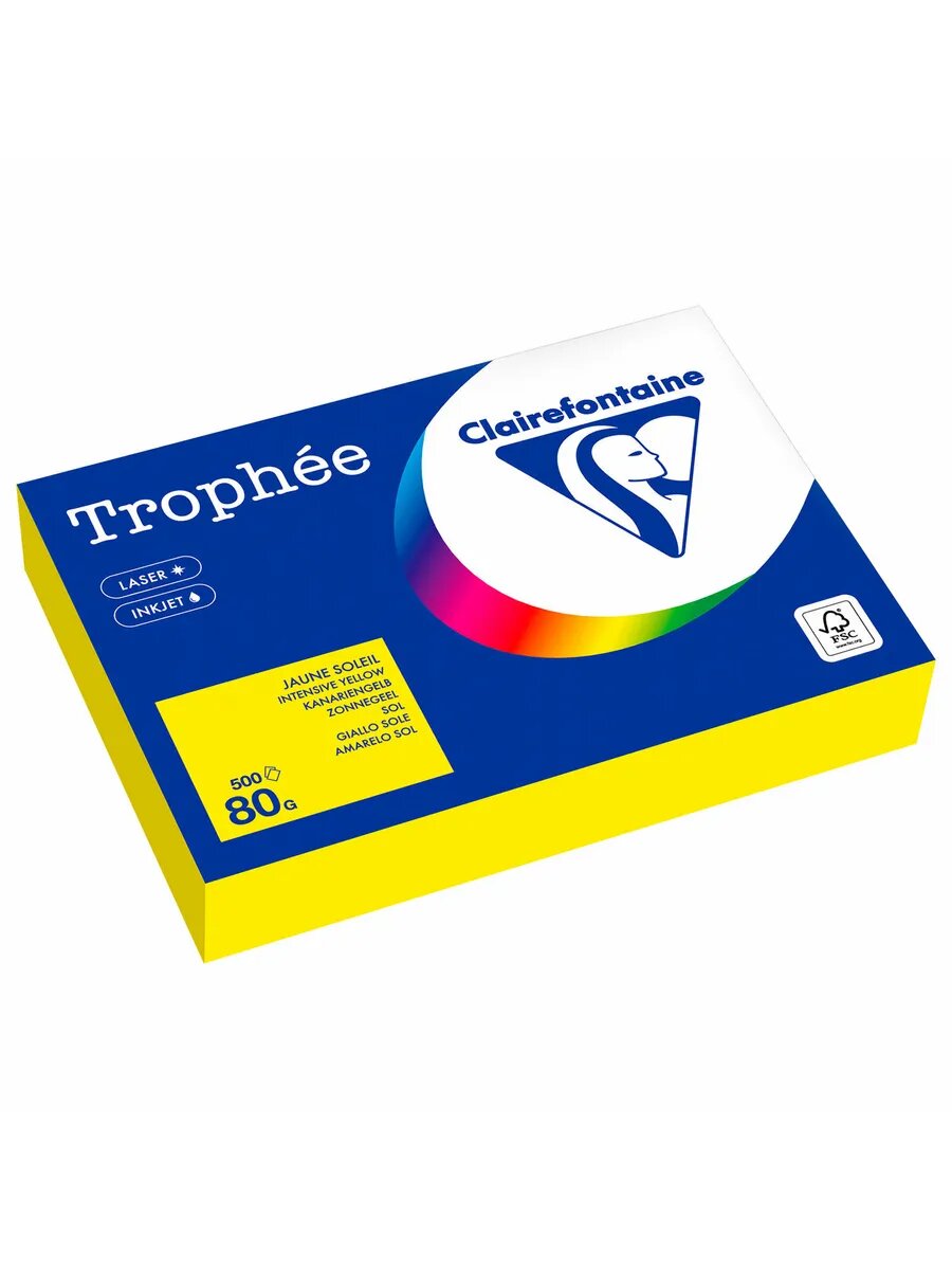 Цветная бумага А4 80 г/м2 500 листов ярко-желтый