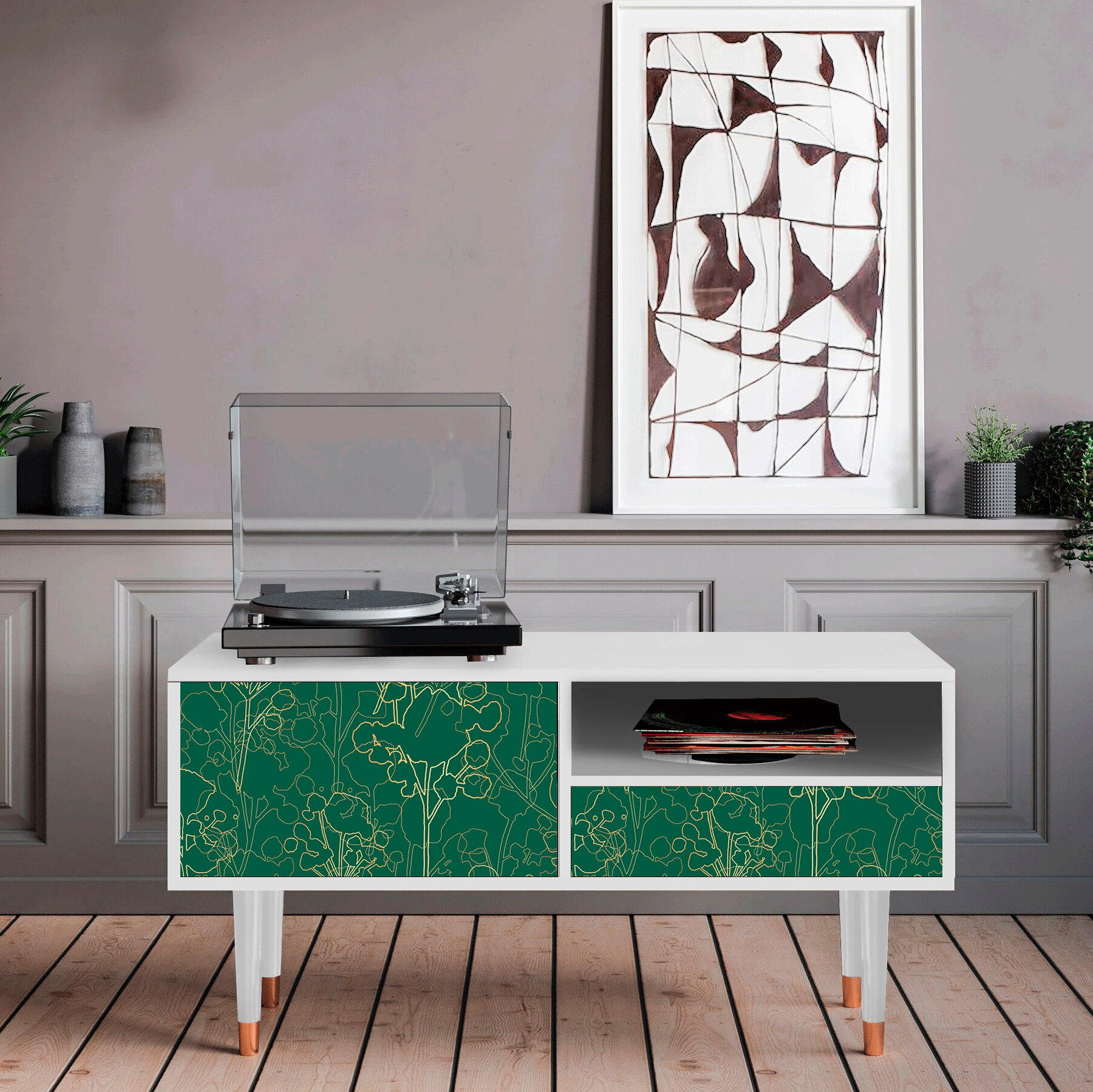 ТВ-Тумба - STORYZ - T3 Emerald Forest, Размер - 115 x 59 x 48 см, Цвет корпуса - , Белый