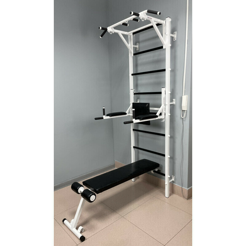 Спортивный элемент шведская стенка с турником, брусьями и скамьей