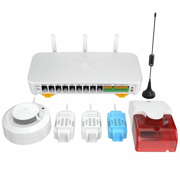 Комплект установочный EctoControl "Серверная" Комплект #2 датчик температуры и влажности, gsm антенна и сирена светозвуковая