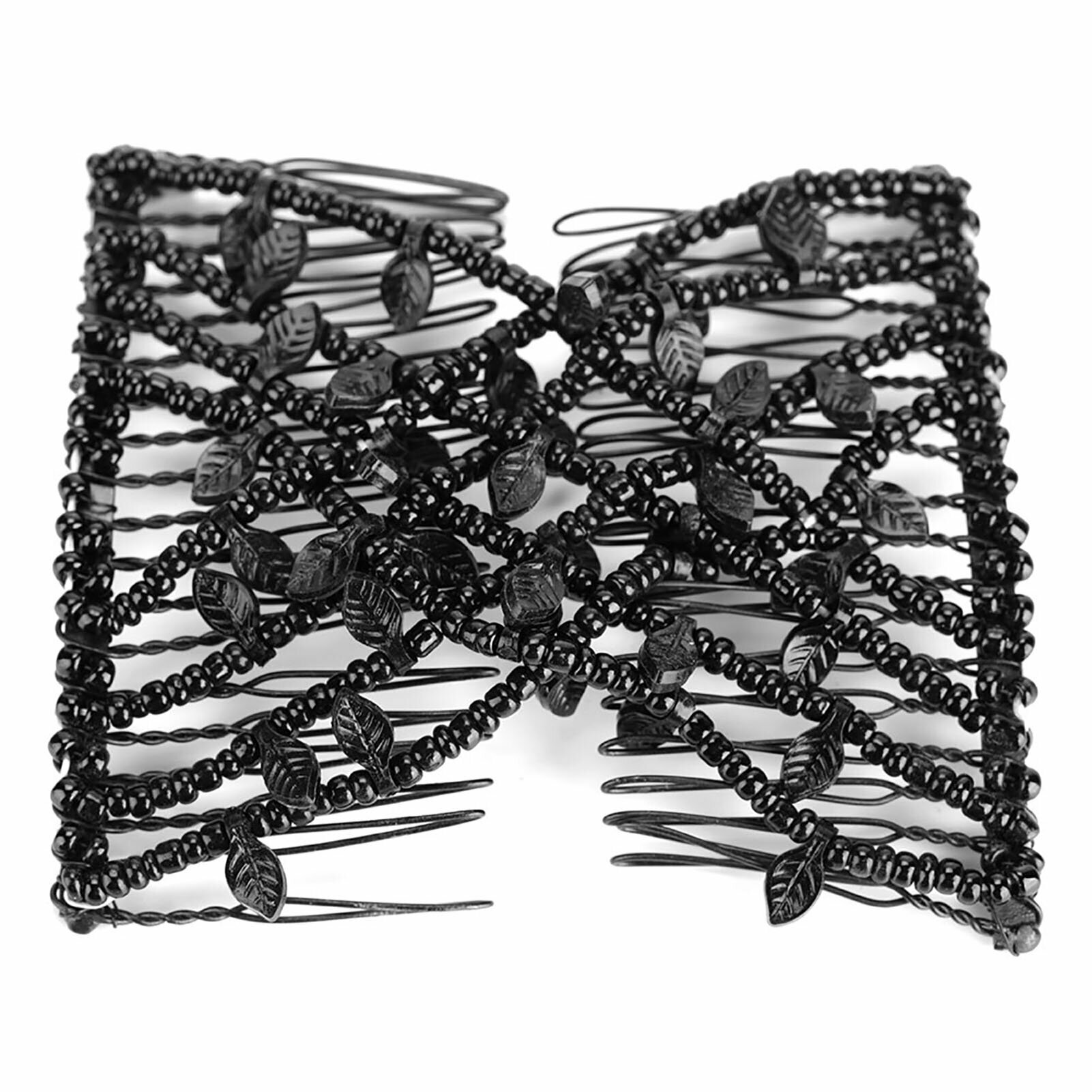 Женские аксессуары для волос, двойная заколка для волос, листья, бусины, расческа, черная заколка для женщин, аксессуары для волос, инструменты для укладки волос