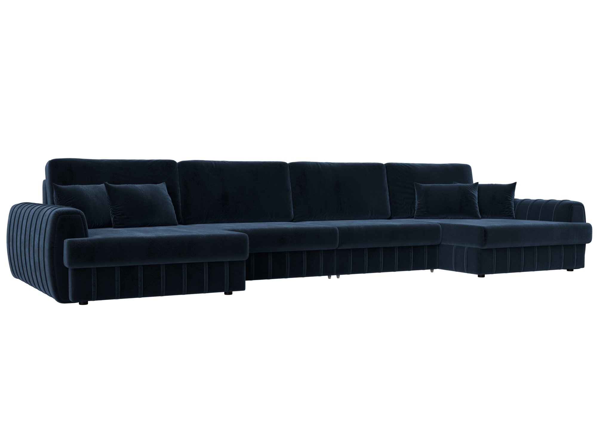 Диван П-образный Лига-057 НПБ Лонг, 8-местный, размер: 433х162см, спальное место: 160х194см, велюр, TOWER 13 синий