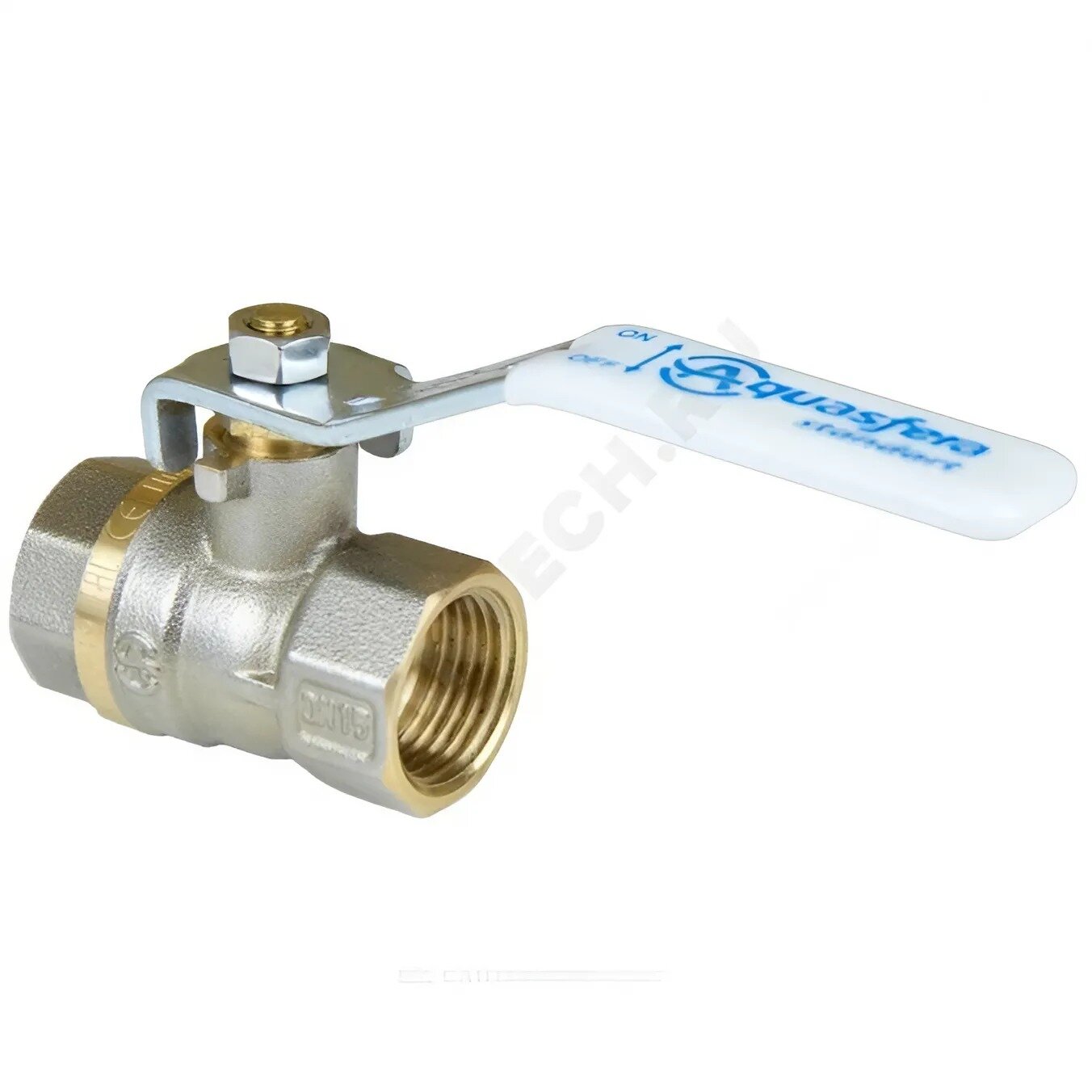 Кран шаровой латунь никель 1101 Standard Ду 25 Ру25 ВР полнопроходной рычаг белый Aquasfera 1101-03 .