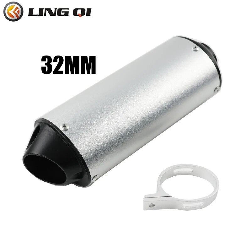 LING QI 28 мм 32 мм 38 мм мотоциклетный глушитель Escape Moto Tailpipe для 110 125 150CC Dirt Pit Bike ATV KAWASAKI White32