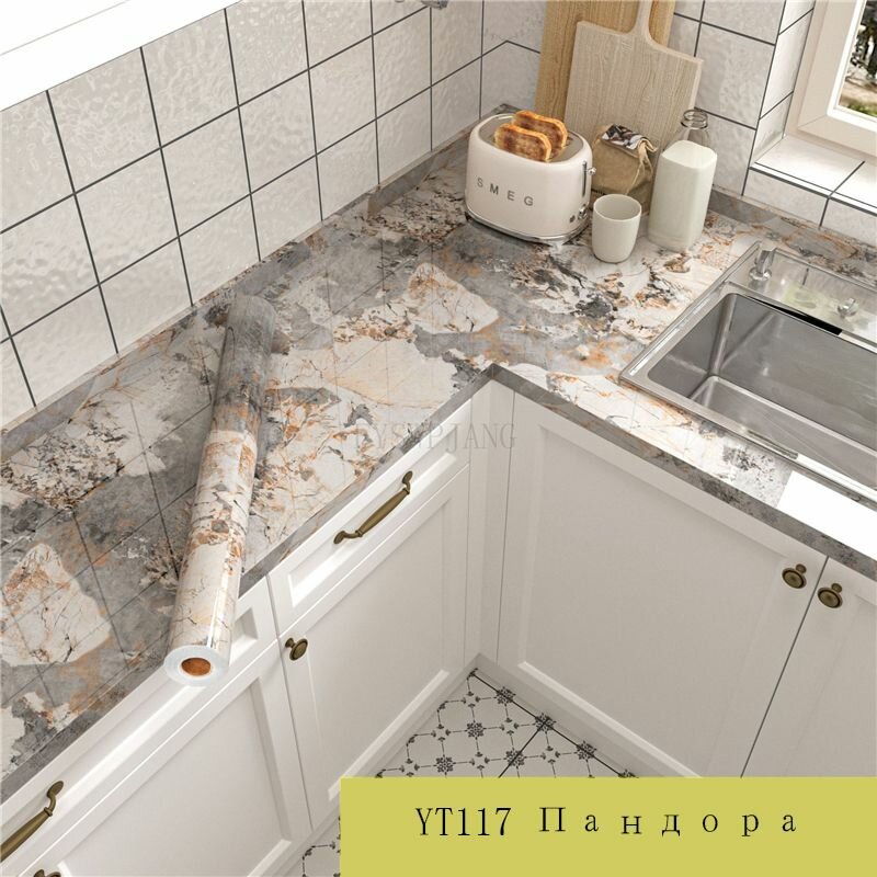Утолщенные самоклеящиеся ПЭТ-наклейки для кухни, маслостойкие, 50 см*5 м, устойчивы к высоким температурам и легко моются, обои для ремонта стен шкафов и плит