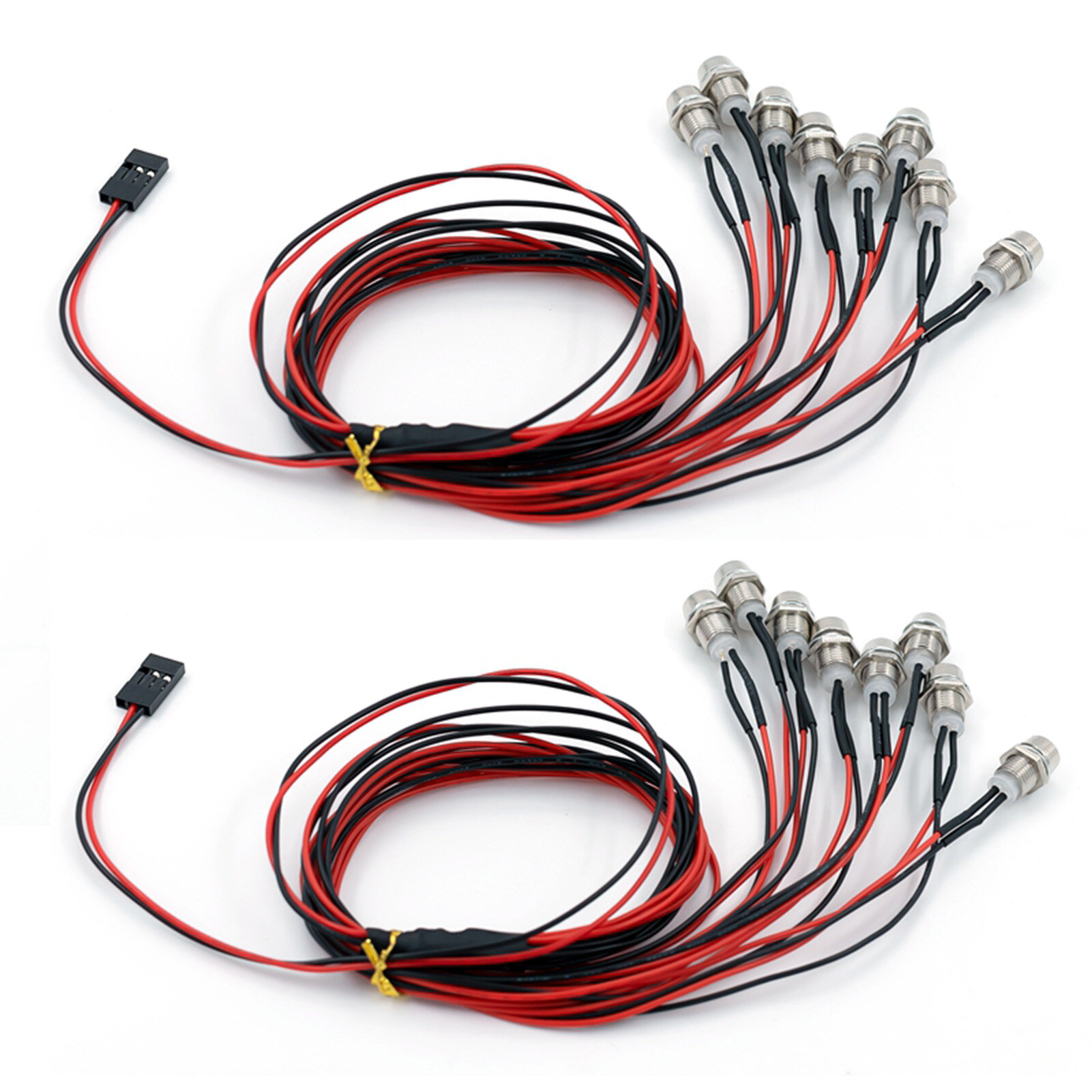 LED свет RC 8 белых 8 красных 5-7.4V длина провода 450mm диаметр лампочек 5mm для 1/10 1/8 Redcat RC4WD Tamiya Axial SCX10 D90 HPI автомобилей RC, 16 светодиодов