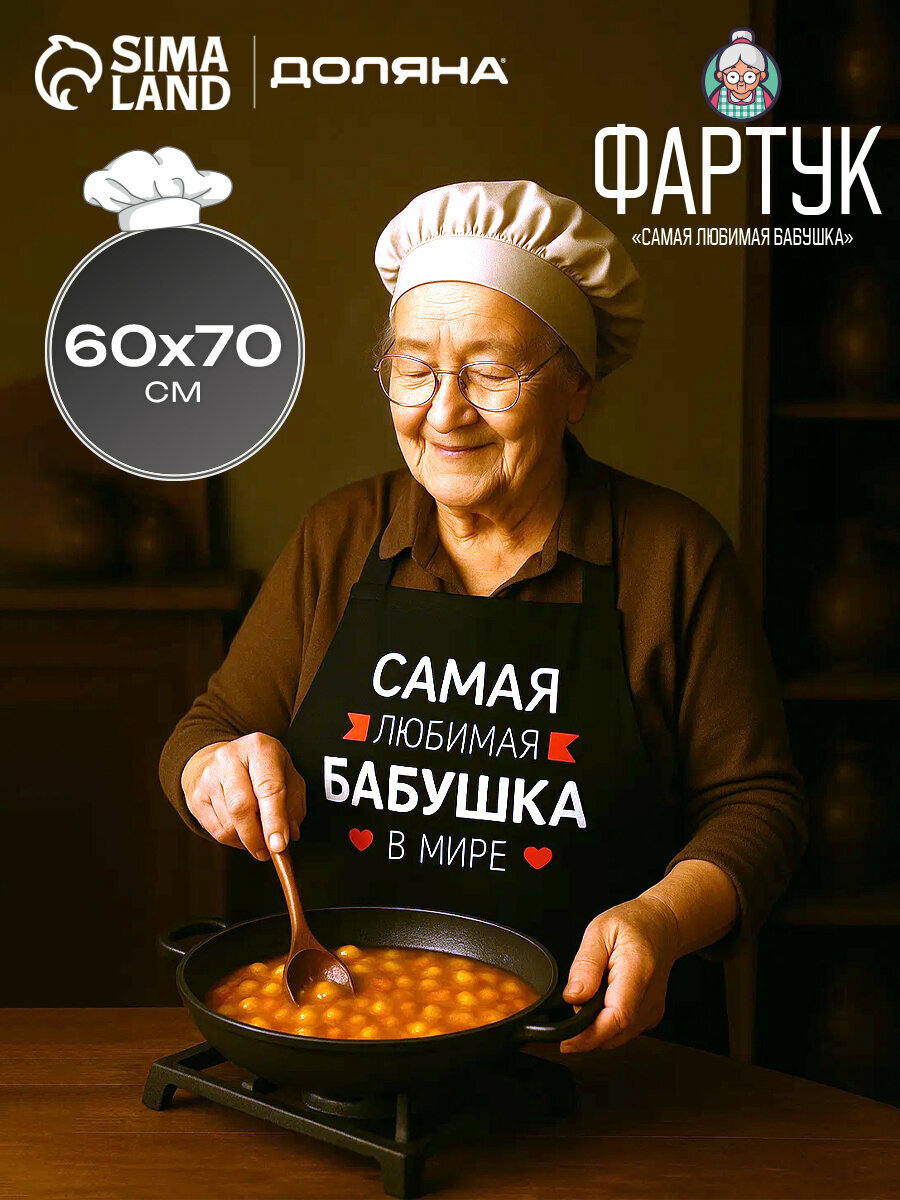 Фартук Этель "Самая любимая бабушка" 60х70 см, 100% хлопок, репс 210 г/м2