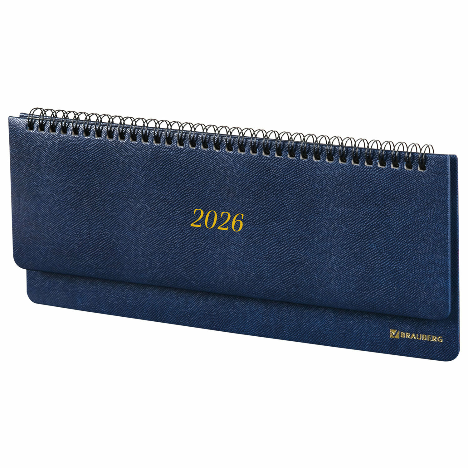 Планинг датированный 2026 305х140 мм BRAUBERG "Iguana", под кожу, синий, 117226