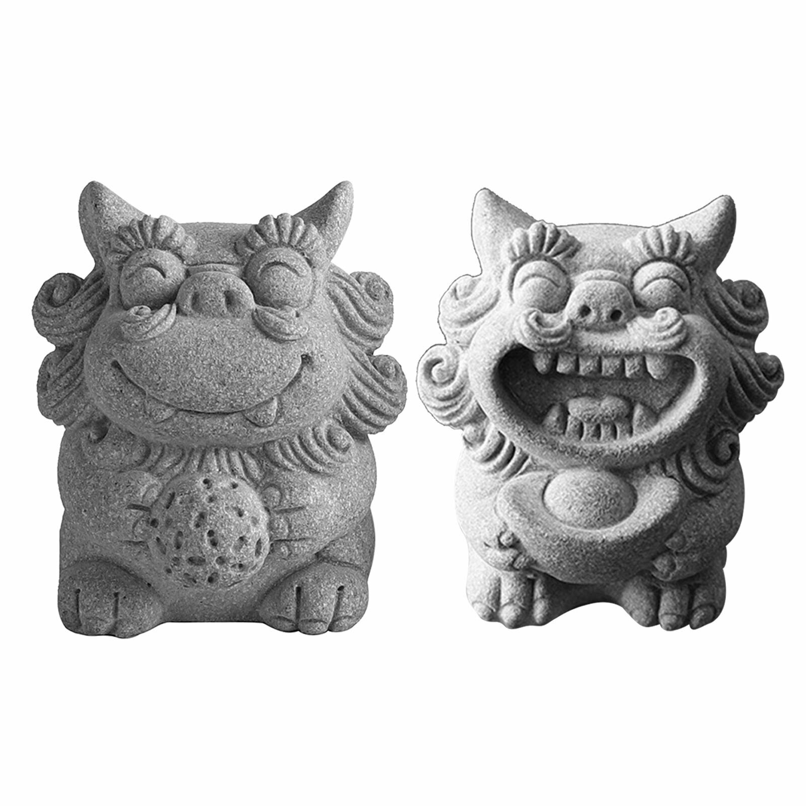2pcs Stone Lion Ornament Уникальный тонкий мастерство мини -лев