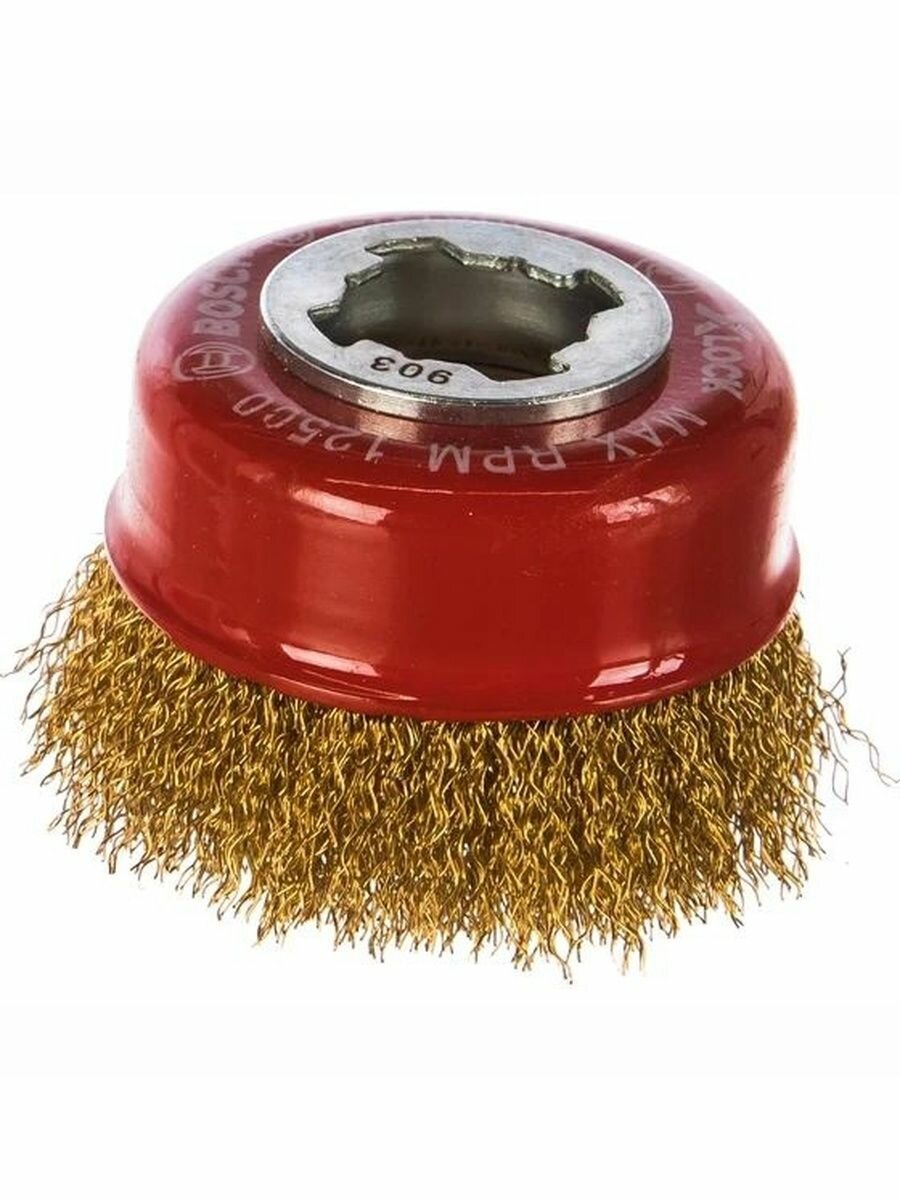 Щетка чашечная витая X-LOCK (75 мм; латунированная сталь; 0.3 мм) Bosch 2608620730