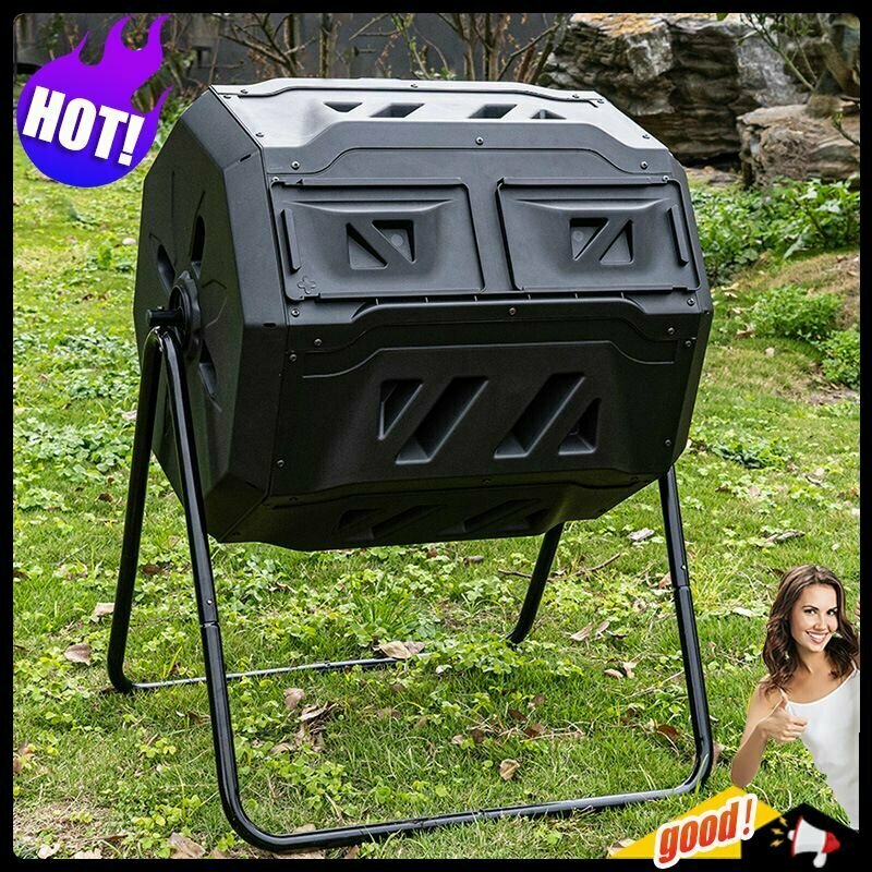 Уличный контейнер для компоста с двойным вращением на 360 для сада, заднего двора, патио