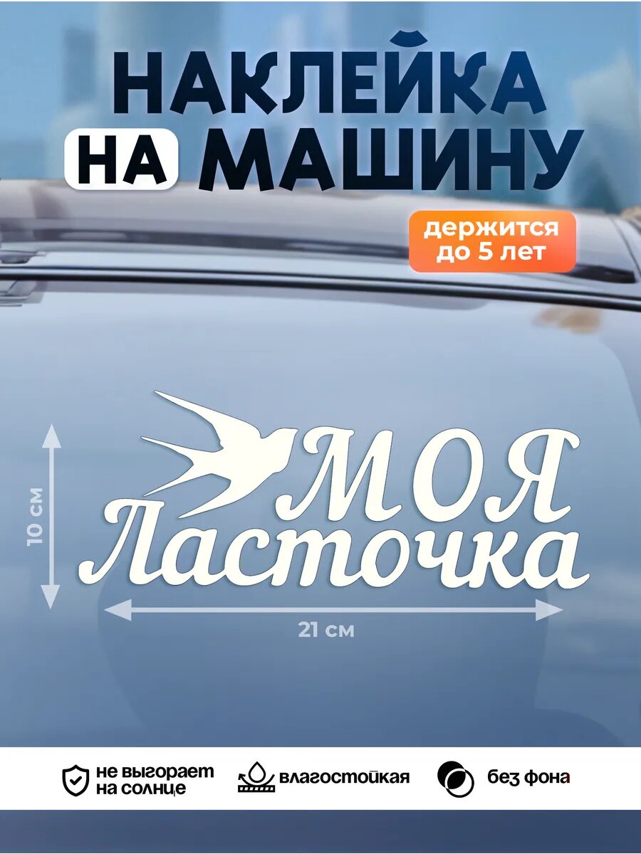 Наклейка на авто ZEKEKS, тюнинг на машину "Моя ласточка", на стекло, глянцевая, 21x10см
