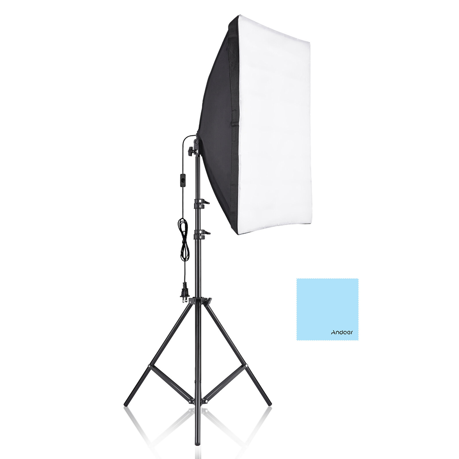Комплект софтбоксов для студийной фотосъемки Andoer с софтбоксом 50x70 см * 1 + металлическая стойка-штатив 2 м * 1 для прямой трансляции портретной фотосъемки продукта Видео