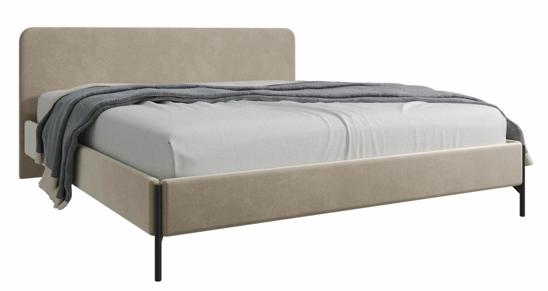 Двуспальная кровать, кровать 180х200, тепло-бежевая, Лукреция