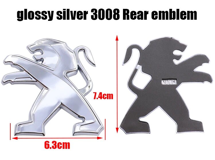 1 шт. 3D ABS передний логотип автомобиля, передний капот, задний бампер, задняя дверь, багажник, наклейка, эмблема автомобиля, аксессуары для стайлинга для Peugeot 2008 3008