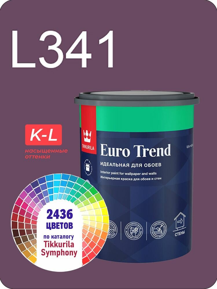 Краска для обоев Tikkurila Euro Trend 0,9л. насыщенные оттенки L341