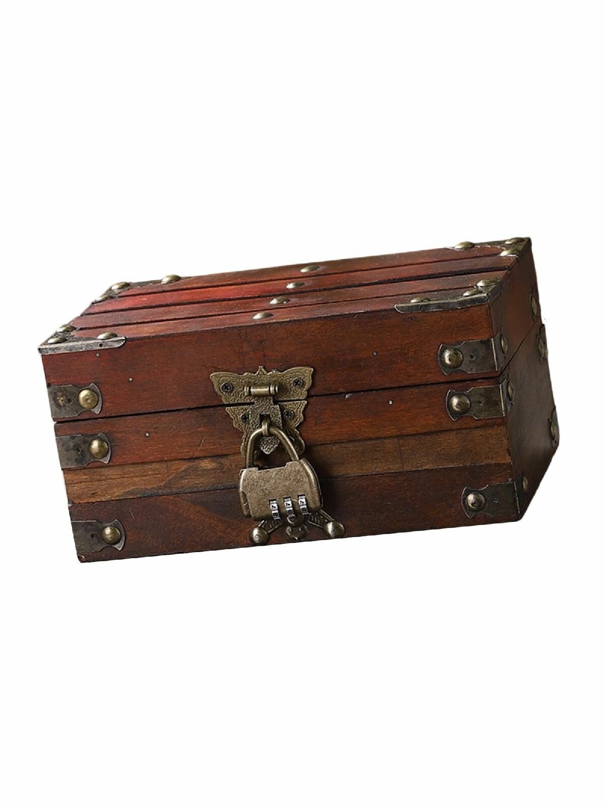 Кофр для хранения вещей, Китайский ретро-сундук с сокровищами с замком коробка для хранения ювелирных изделий-тип A Luoxia red + ретро-замок с трехзначным паролем