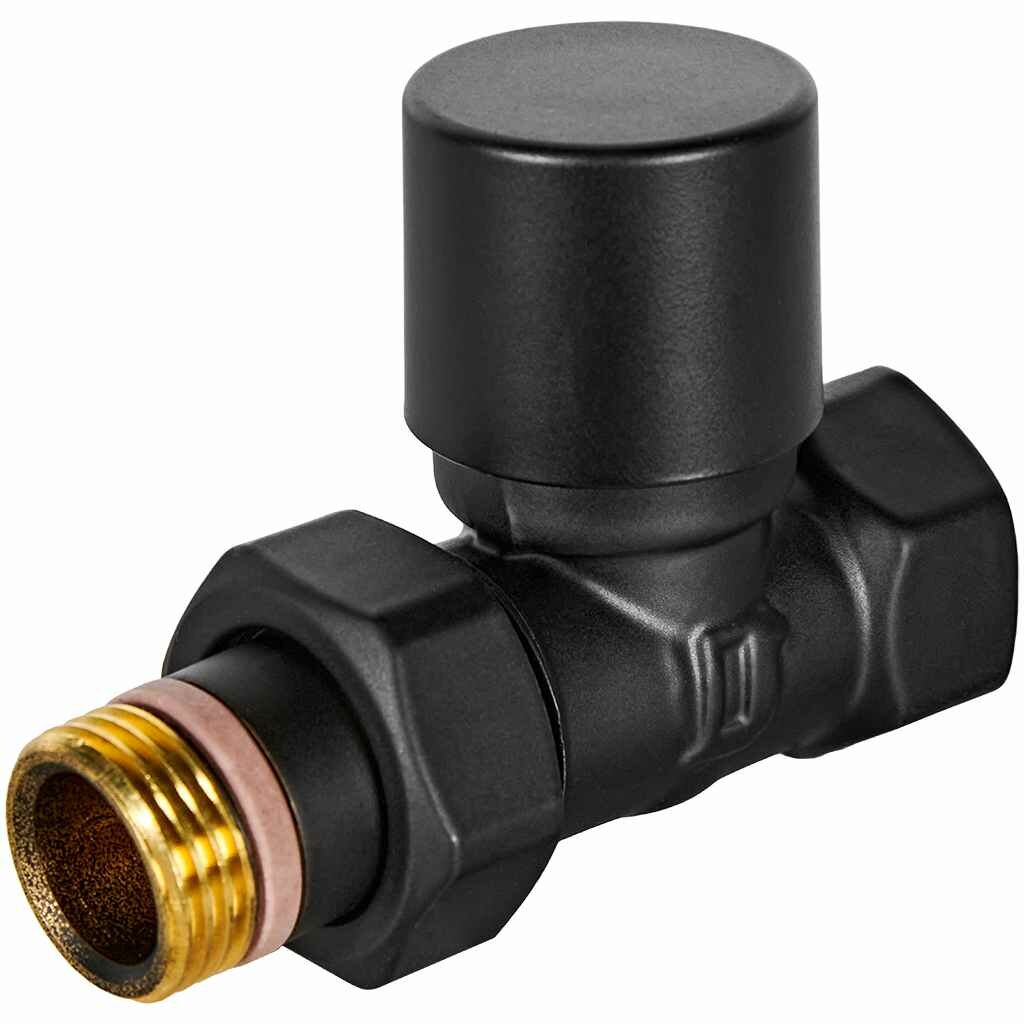 Клапан запорно-балансировочный 1/2", KVs 2,62 прямой, черный, STOUT Design (SVLD-0001-000015B)