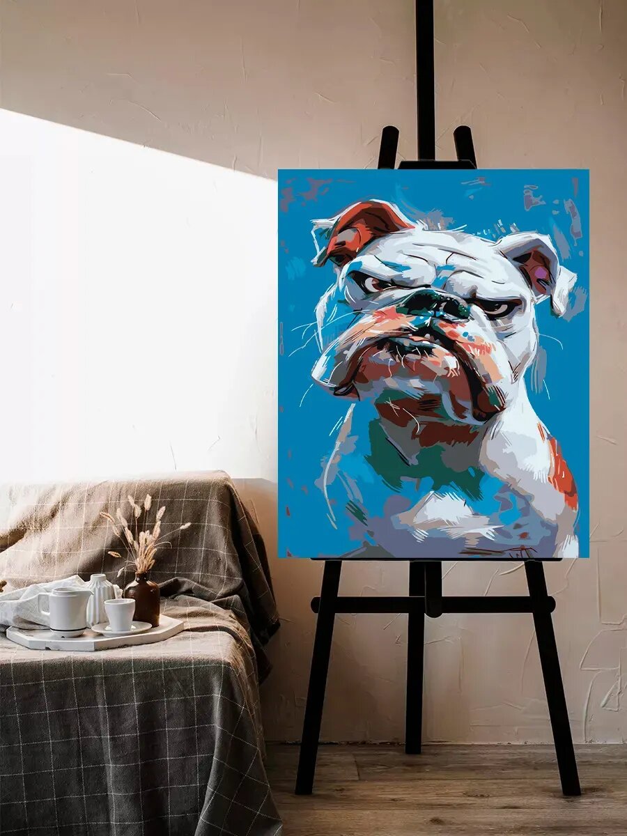 Картина по номерам Мультяшный Бульдог Собака Животное