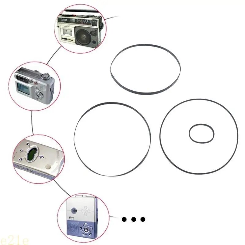 Набор из 180 резиновых ремней для кассетных магнитол, видеоплееров и Walkmans, набор ремней смешанного размера 1/2/3 мм