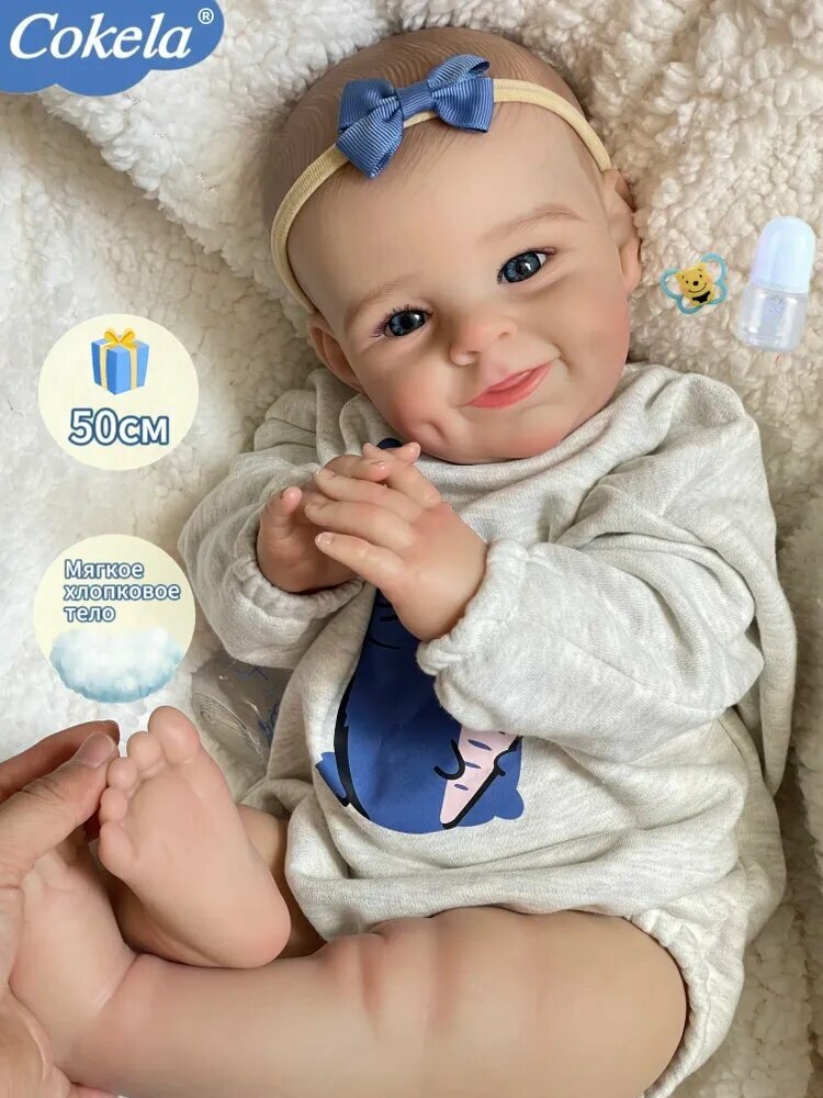 Кукла реборн силиконовая мальчик 50см Cokela Корпус из мягкой ткани