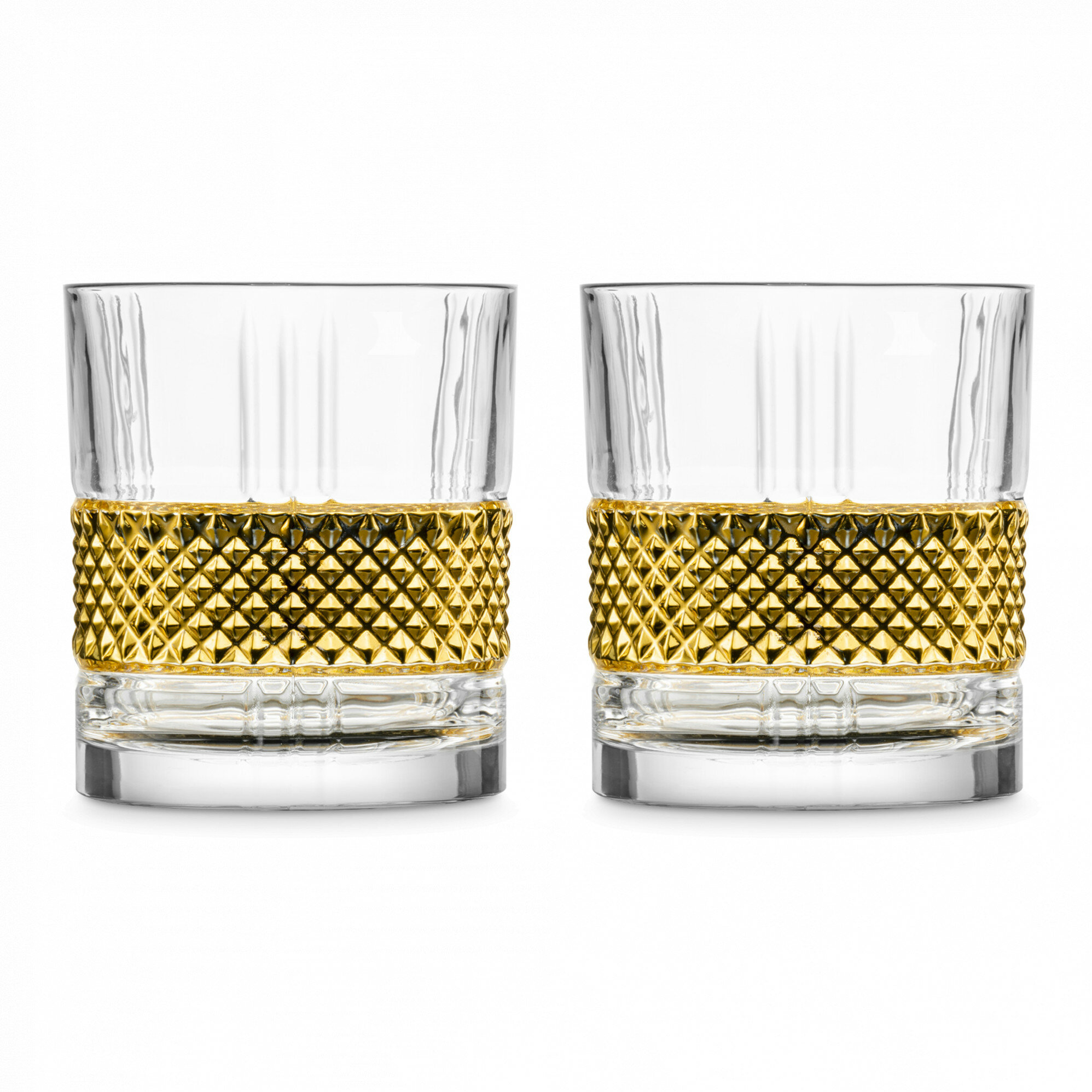 Набор из 2-х стаканов для виски, 330 мл, декор - золотой, хрустальное стекло 78854418 Glen