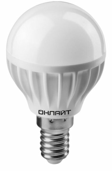Лампа светодиодная OLL-G45-8Вт-230-2.7K-E14 шар онлайт