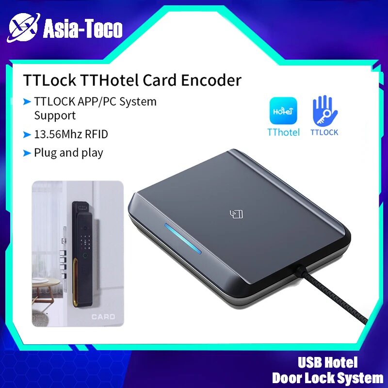 Кодировщик карт TTLOCK, датчик смарт-карт NFC 13,56M M1, устройство чтения карт IC, сканер RFID-чипов для программного обеспечения системы TTHotel, гостиничная квартира