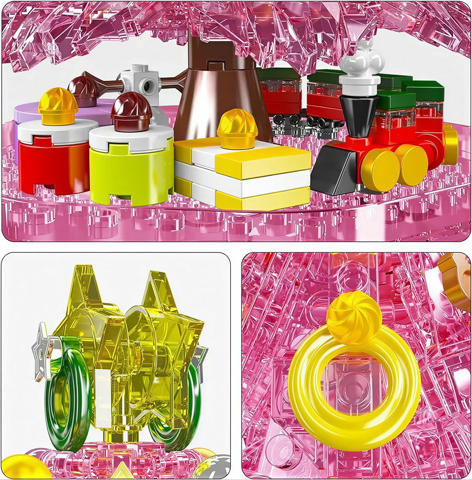 Конструктор Mould King 10089 "Рождественская ёлка" (музыкальная шкатулка с подсветкой, розовая), 688 деталей — фото 1