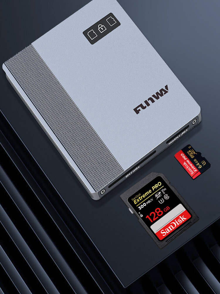 Высокоскоростной кардридер FUNWAY SD4.0, кардридер microSD4.0 с функцией чтения и записи, индикатором защиты, двойным