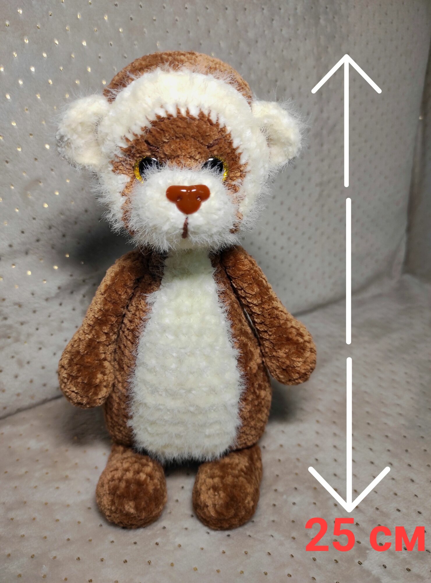 Хорёк плюшевый, вязаный. Авторская, ручная работа. Игрушка интерьерная