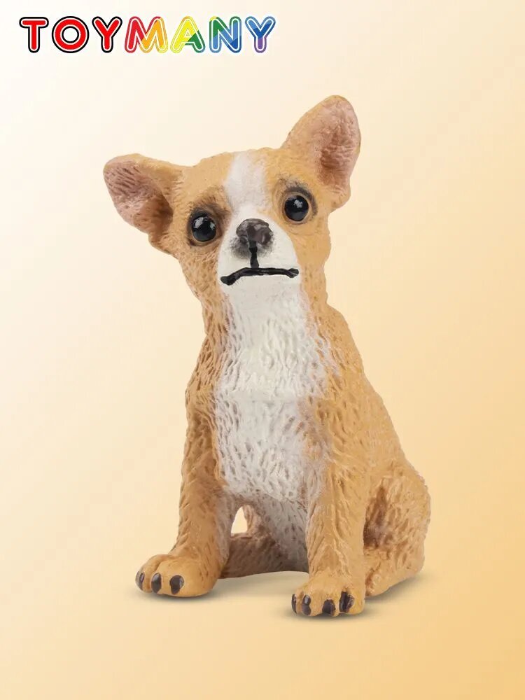 Toymany Фигурка домашнего животного, Фигурка Сидящий щенок Чихуахуа, коллекционный и реалистичный, 2.2x3.5x4.3 см