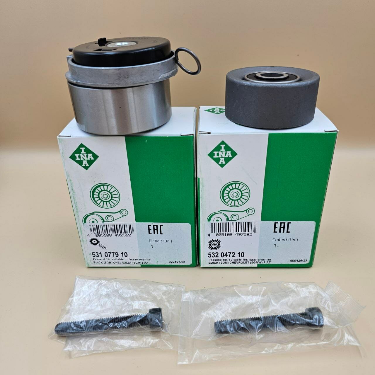 Комплект роликов ГРМ INA для GM Opel Astra 1.6/1.8 Vectra Aveo Chevrolet Cruze1.8 Z16XER Z18XER A18XER 532047210 + 531077910 - арт. 532047210/531077910