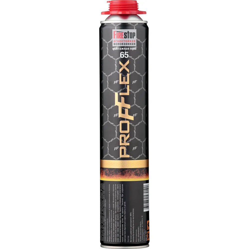 Противопожарная пена PROFFLEX FireStop 65 70190 – высокая огнестойкость, всесезонное применение, аэрозольный