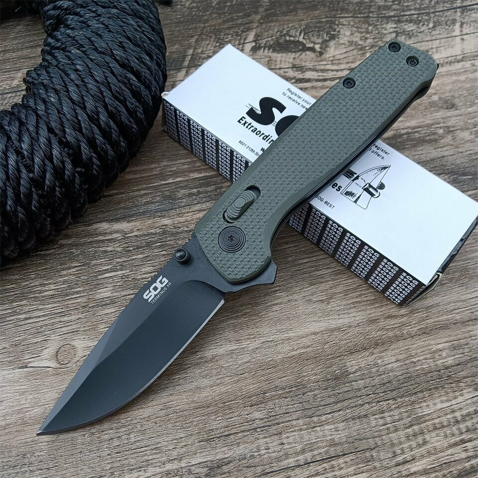 Складной нож SOG Terminus XR с автоматическим быстрым открытием, лезвие 2.9" из стали D2, рукоять из нейлонового волокна, тактический карманный нож для кемпинга.