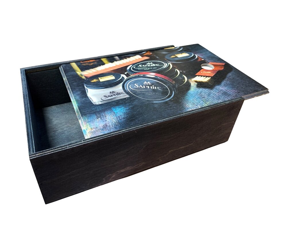 Короб для обувной косметики SALRUS, с крышкой, черный, дерево