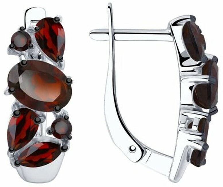 Серьги, серебро, 925 проба, родирование, гранат