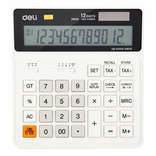 Калькулятор Deli EM01010, 12-разрядный, белый
