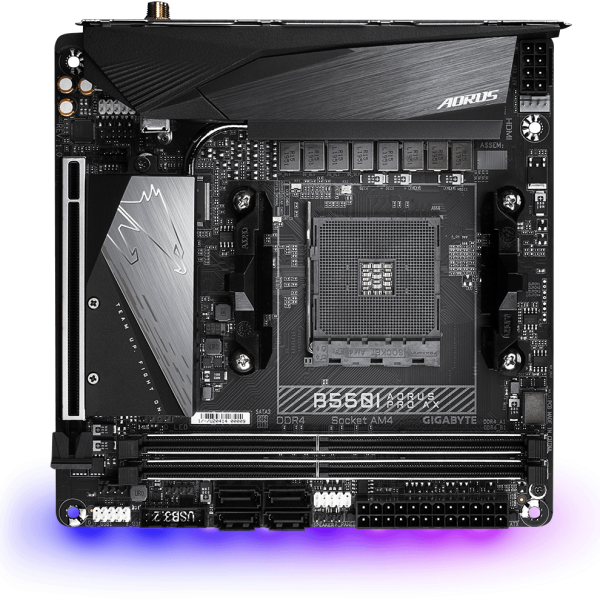 Материнская плата Gigabyte B550I AORUS PRO AX, AM4, AMD B550, 2xDDR4, 4xSATA, 2xM.2, 1xPCIe 4.0 x16, 2xHDMI, 1xDP, 1x 2.5Gb LAN, 1xUSB-C 3.2 Gen 2, 4x