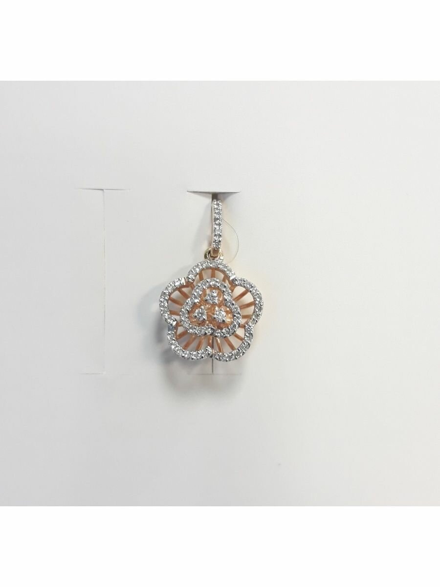 Подвеска, красное золото, 585 проба, бриллиант