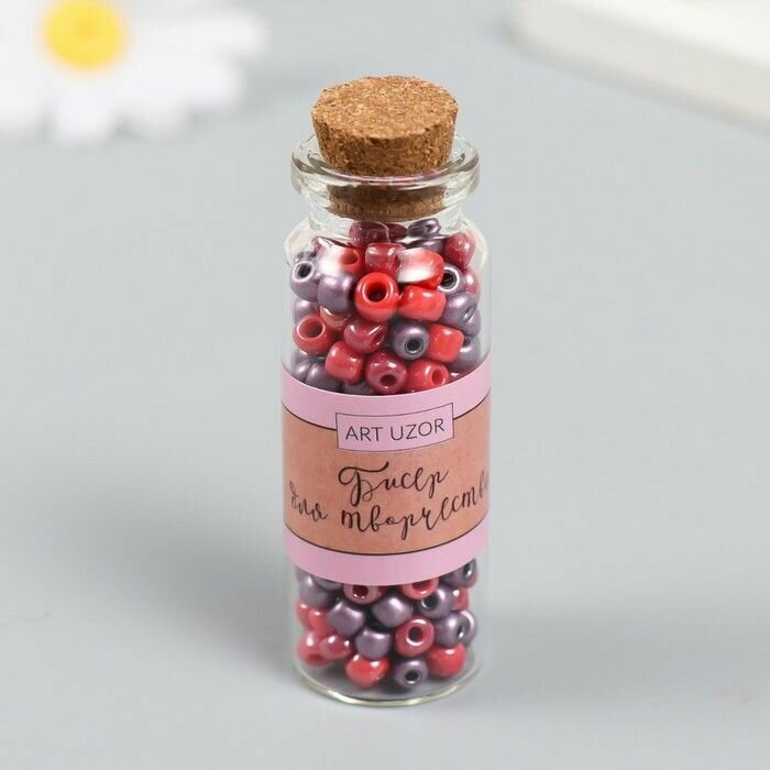 Бисер 6/0 в бутылочке "Спелые ягоды" 20 гр керамический блеск 6х2х2 см