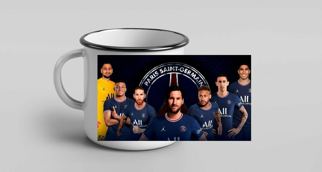 Кружка GOODbrelok металлическая эмалированная ФК ПСЖ, Paris Saint-Germain - 0010