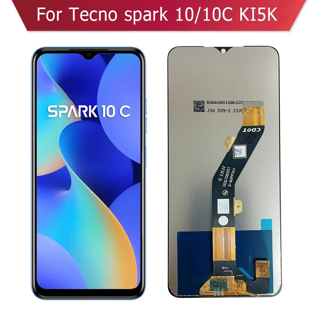 Для Tecno Spark 10C Экран Spark 10, ЖК-дисплей с сенсорной панелью и дигитайзером в сборе, экран Ki5K, полная замена