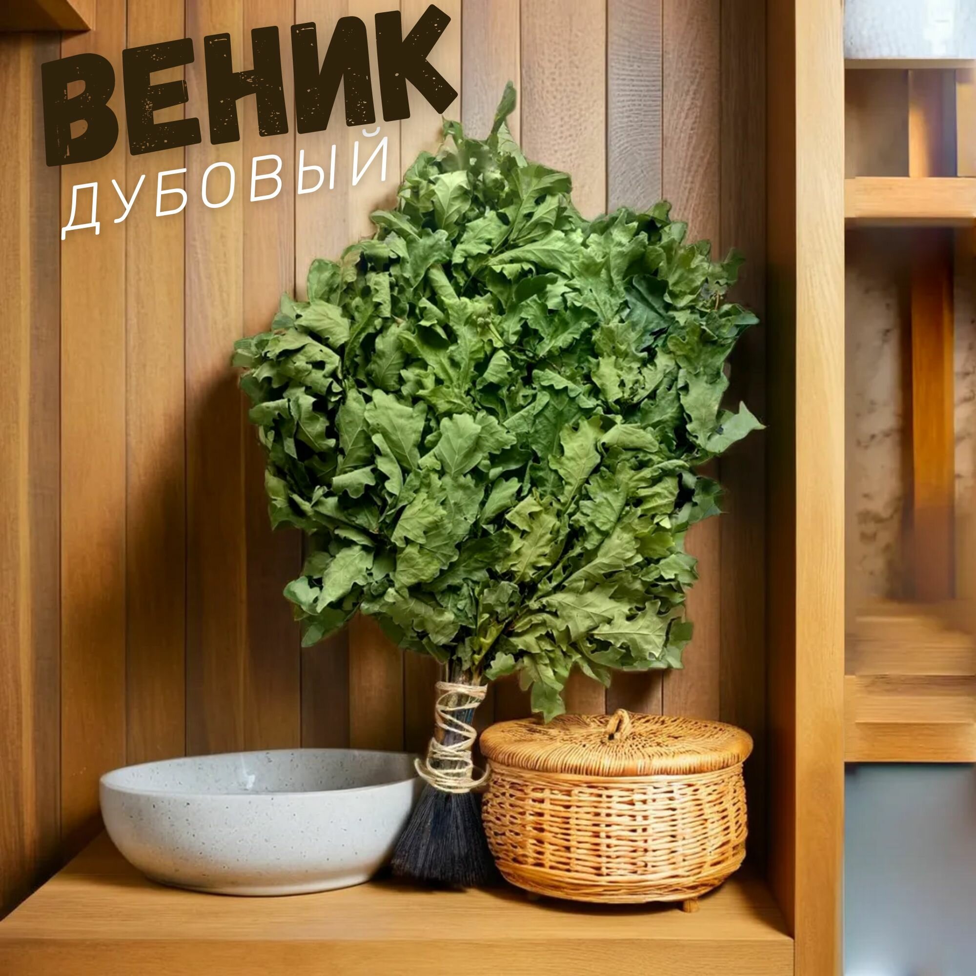 Дубовый Веник для бани большой, крупный лист, 1 шт.