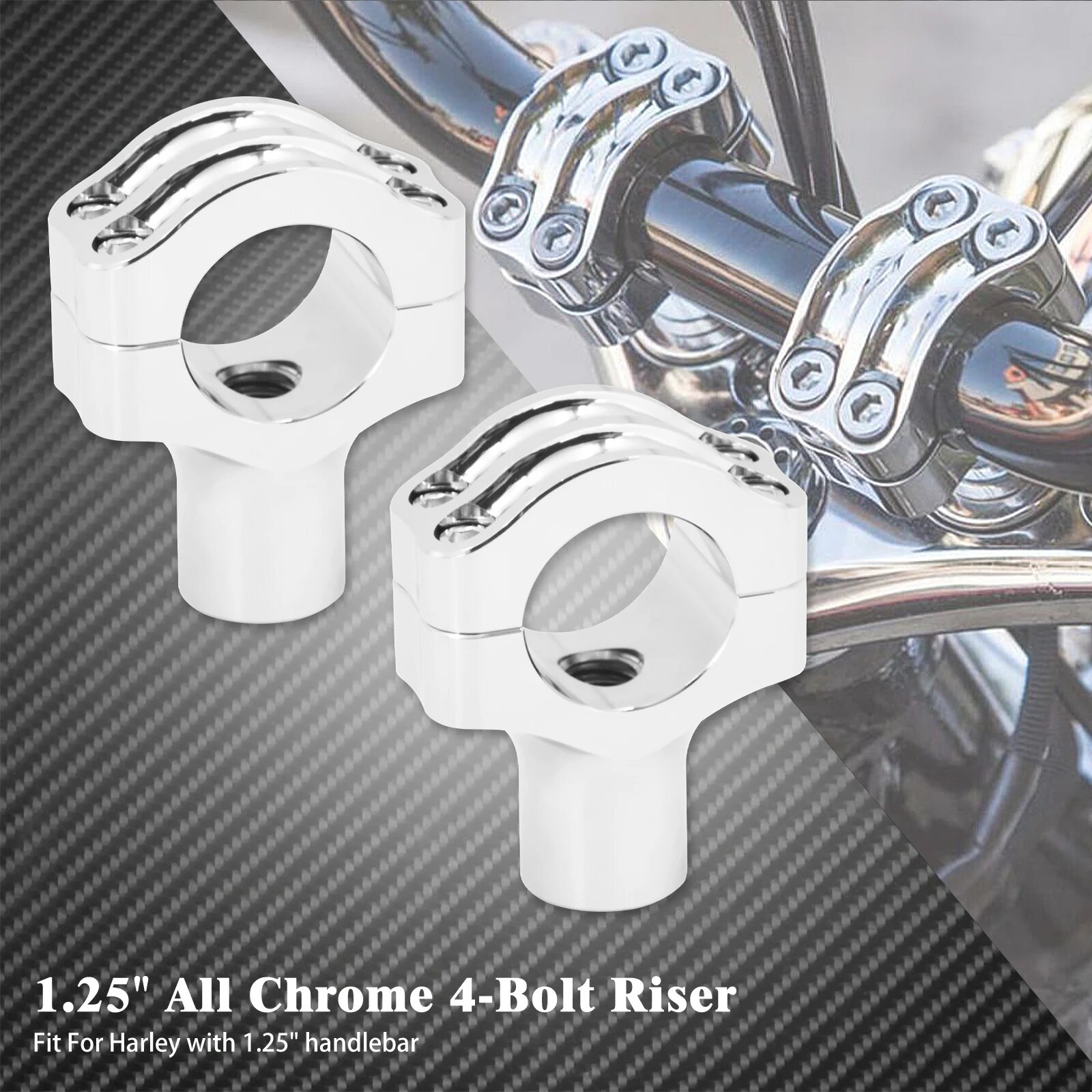 Мотоциклетный зажим на руль 1,25 дюйма, 4 болта, регулируемая подъемная стойка, крепление на руль, универсальный комплект для Harley Dyna Softail Touring Sportster Серебряный, Handlebar Clamps B