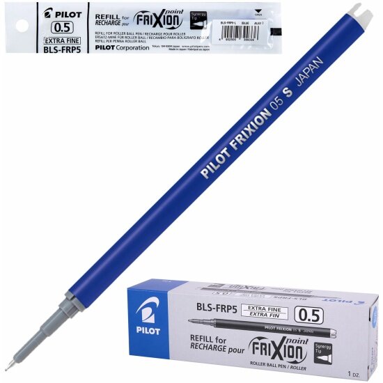 Стержень стираемый Pilot гелевый , 111 мм, синий, игольчатый узел 0,5 мм, линия письма 0,25 мм, BLS-FRP-5